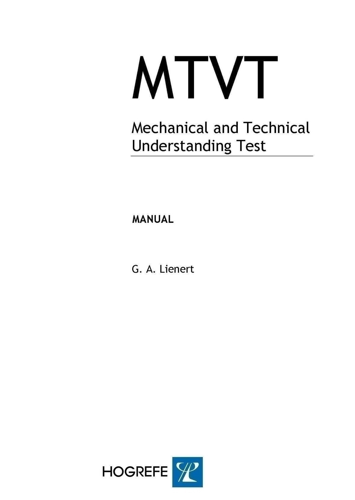 MTVT - Mechanical and Technical Understanding Test (MTVT) – Hogrefe ...