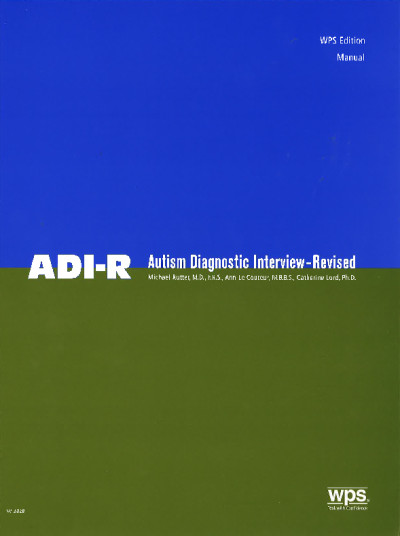 ADI-R - Autism Diagnostic Interview Revised (ADI-R) – Hogrefe - Online ...
